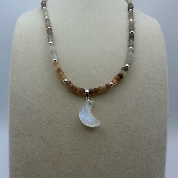 B.Rising | Jewelry | Handcrafted Moonstone Beaded Necklace With Blue ...